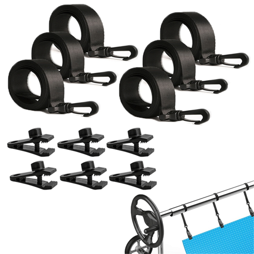 Pool Solar Cover Reel Straps,18 Pcs Including 6 Snap-Lock Clips,6 3 ...