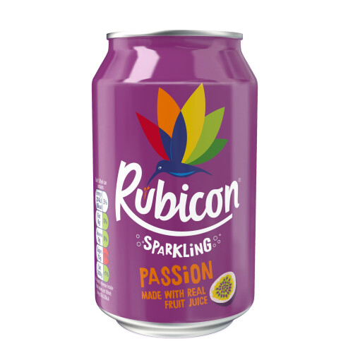 Rubicon 24 Pack Sparkling Passion Flavoured Fizzy Drink with Real Fruit ...