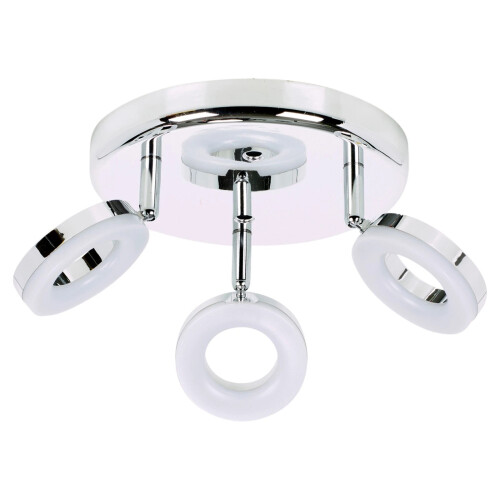 LED 3-Arm Round Chrome Ceiling Light with 3.8W Bulbs Included on OnBuy