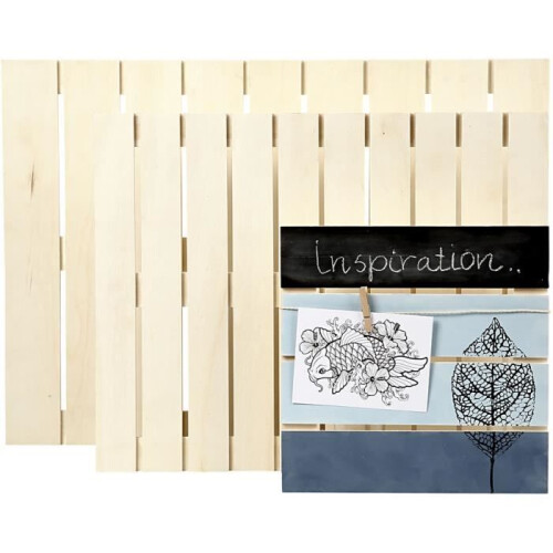 Light wood slatted panel, mounted with supports for both vertical and ...