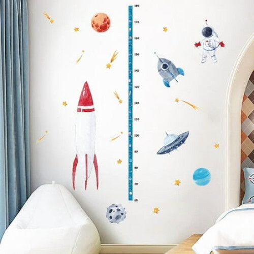 Rocket Wall Stickers Planets Height Measure Chart Wall Sticker Space ...