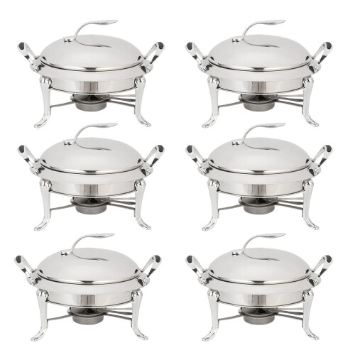 3L Round Chafing Dish Set Stainless Steel Buffet Trolley with Pans Lids ...