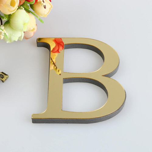 Wall Sticker 3D Gold 15 cm Whole Alphabet Numbers Acrylic Home ...
