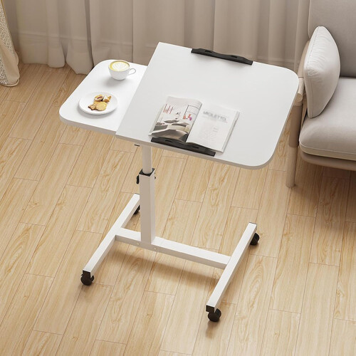 Height Adjustable Rolling Bed Table with Wheels, Tilting Laptop Stand ...
