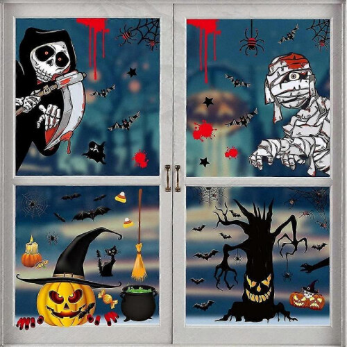 Halloween Window Stickers Stickers, 4pcs Halloween Decorations for ...