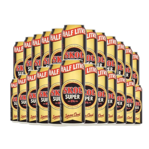 Skol Super Lager pack of 24 x 500ml cans | Beer case for parties, BBQ ...