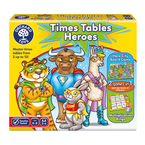 Orchard Toys Times Tables Heroes - 2 in 1 Maths Games for Kids with ...