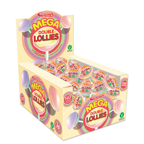 Swizzels Mega Double Lollies, Fruit Flavoured Lollipop Sweet Box (36 ...