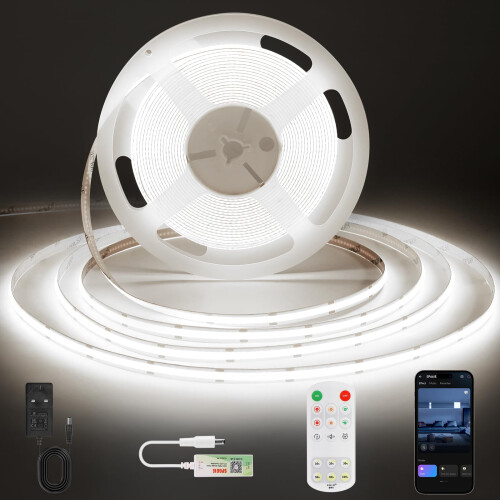 ACELUMO 10m COB LED Strip Light 10m, App Control Dotless LED Tape with ...