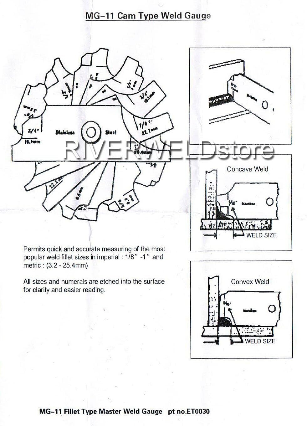 7-Piece Fillet Weld Set Gage RL Gauge for Welding Inspection and ...