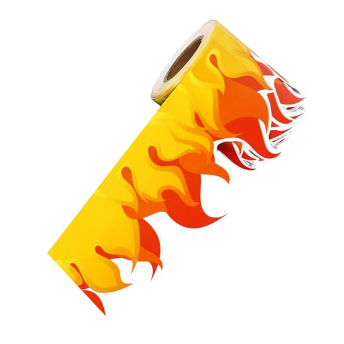 Flame Edge Sticker Roll for Notice Boards Black Border Durable Paper ...