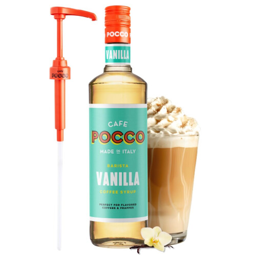 Cafe Pocco Premium Vanilla Coffee Syrup with Pump - Gluten Free and ...