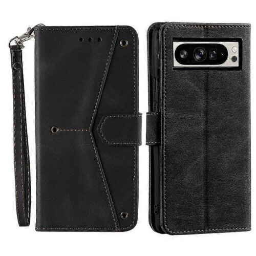 (Black) Compatible For Google Pixel 10 Pro XL Leather Case Splicing ...