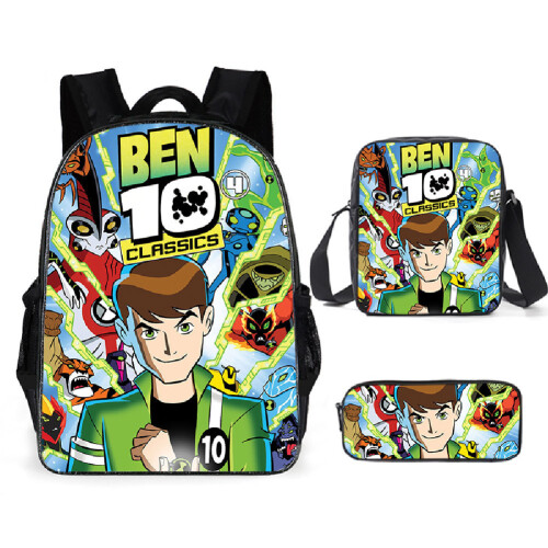 (26, 17-inch backpack) Ben 10 Kids Backpack, Anime Cartoon School Bag ...