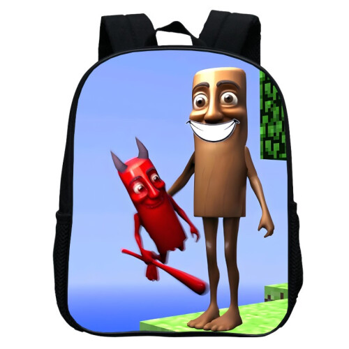(10, 12-inch backpack) Printed wooden stick figure kindergarten ...