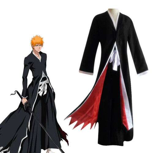(Bankai Attire (Top + Pants + Sash), M) Cosplay Costume of Ichigo ...