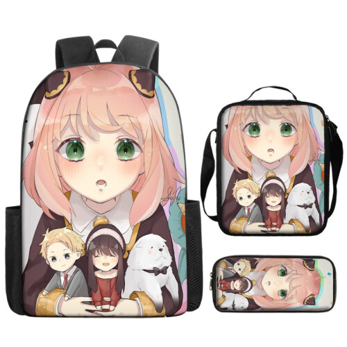 (14, Three-piece set) Spy x Family Kids Backpack Cute Cartoon School ...