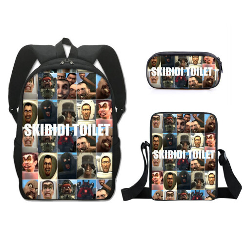 (16, 17-inch backpack) Skibidi Toilet Man Backpack Set for Students ...