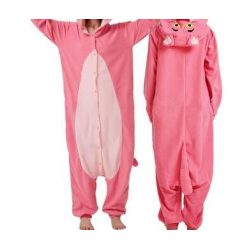 (粉红豹, XL) Yeti Elf Santa Couple Cartoon Onesie Pajamas Hooded Polar ...