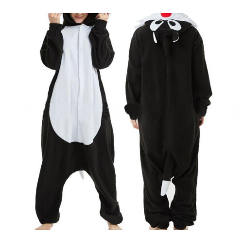 (黑狼, S) Yeti Elf Santa Couple Cartoon Onesie Pajamas Hooded Polar ...