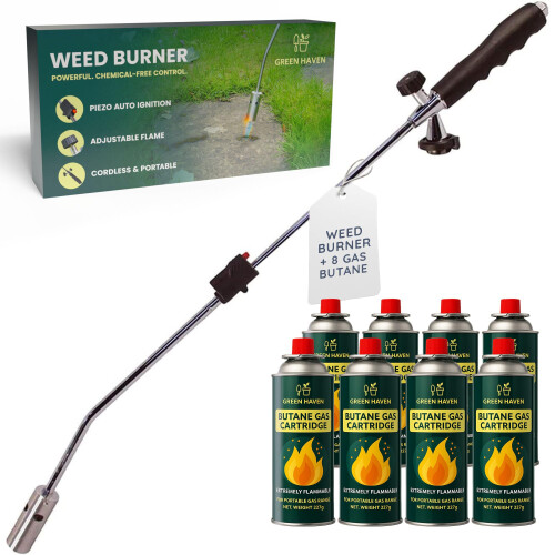GREEN HAVEN Weed Burner with 8 Butane Gas Canister Auto Ignition ...