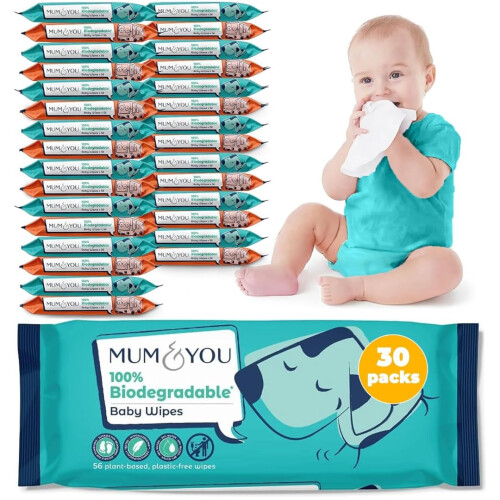 Mum & You Baby Wipes Multipack - 1,680 Biodegradable Wet Wipes (30 ...