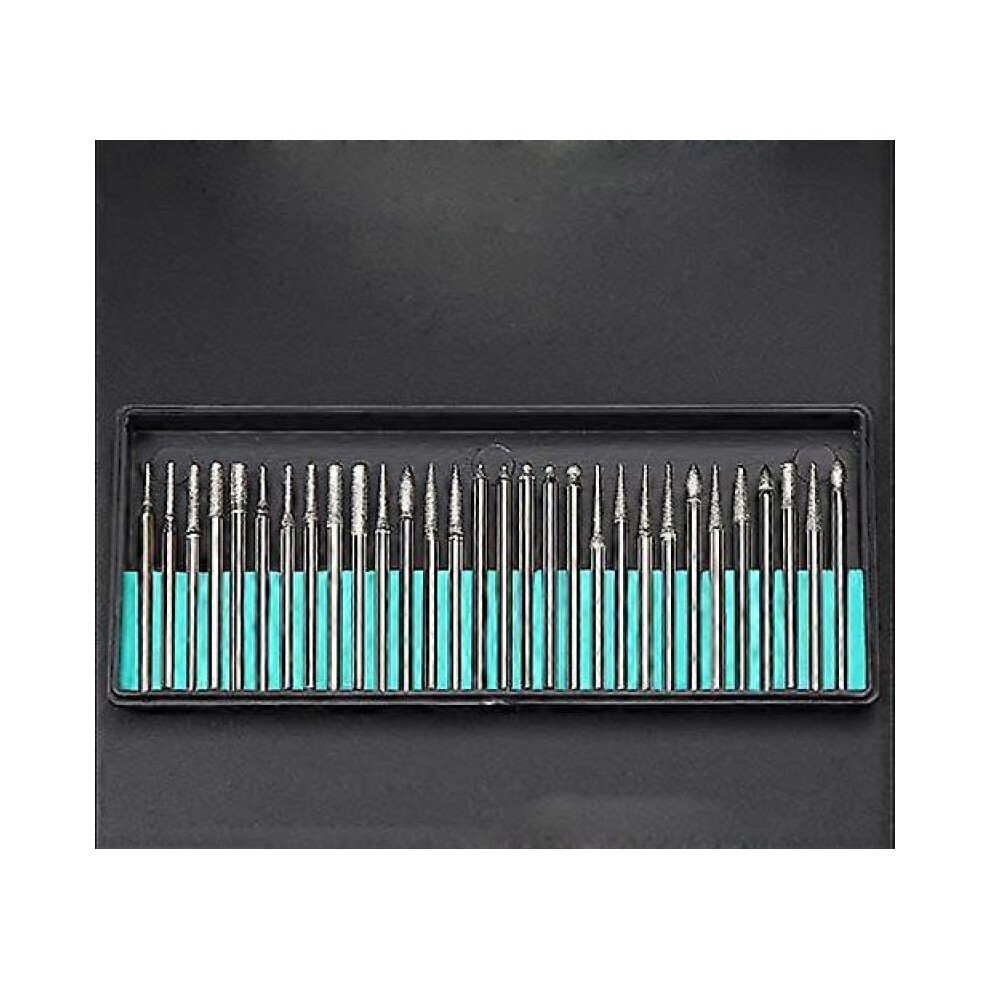 Diamond Burr Bits Drill Glass Metal Gemstone for Dremel Grinding Rotary ...