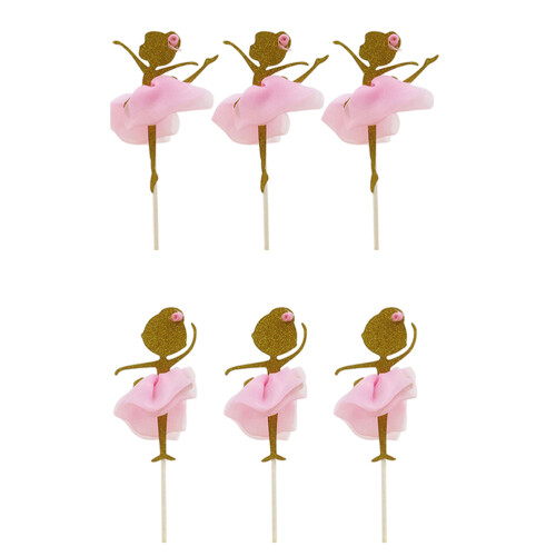 Ballet Girl Figure Cake Toppers Ballerina Girl Pink 6pcs on OnBuy