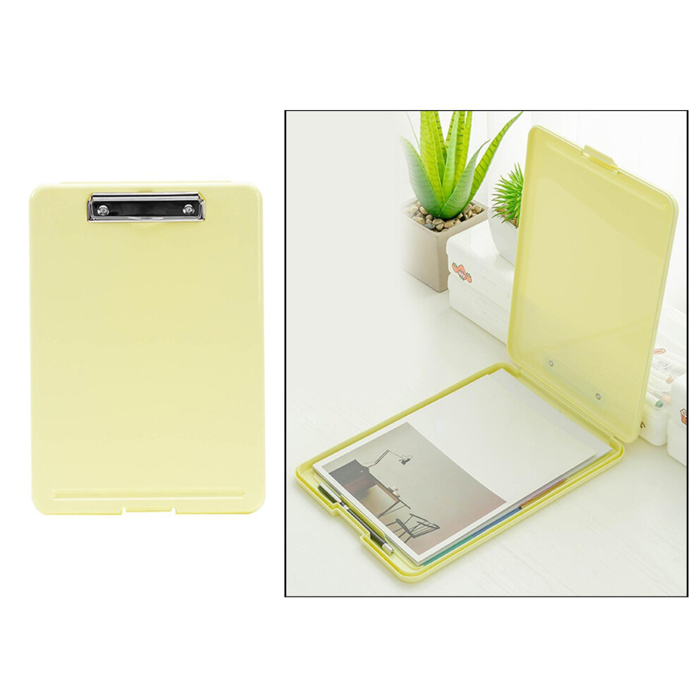 (Yellow) Plastic A4 File Box Document Folder Writing Pad Box Organizer ...