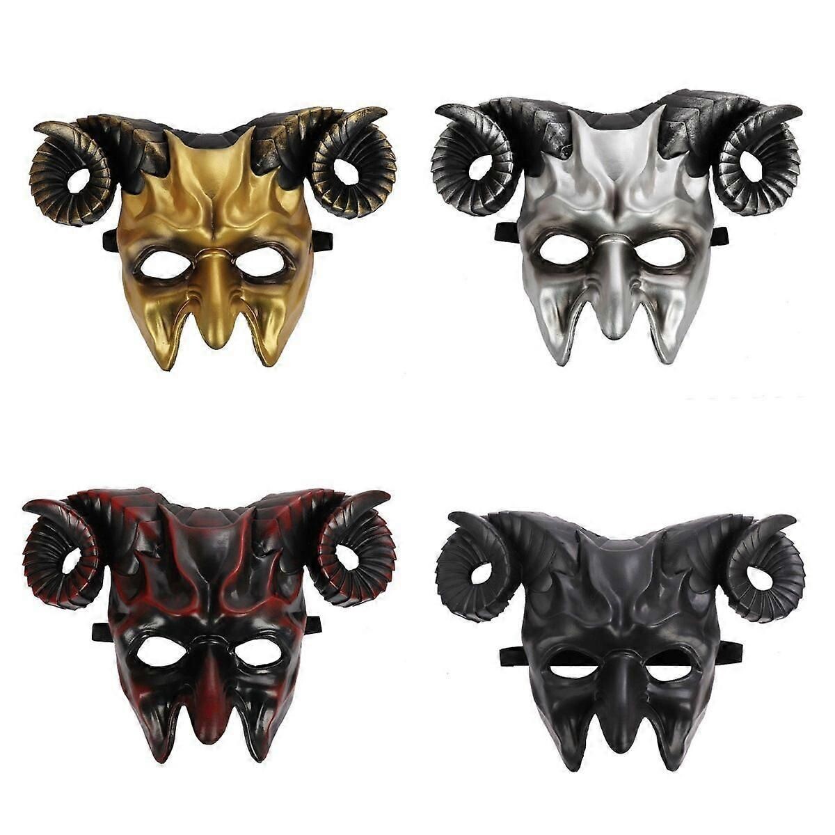 (3) Masque à cornes 3D effrayant pour Halloween, accessoire de ...