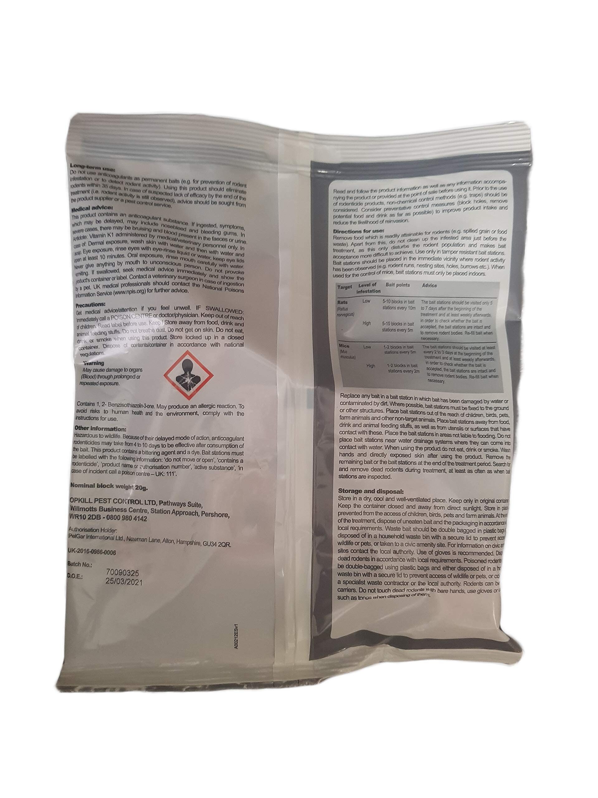 Opkill Rat Poison Mouse Killer Twin Pack 600g Strongest Bait Available on OnBuy