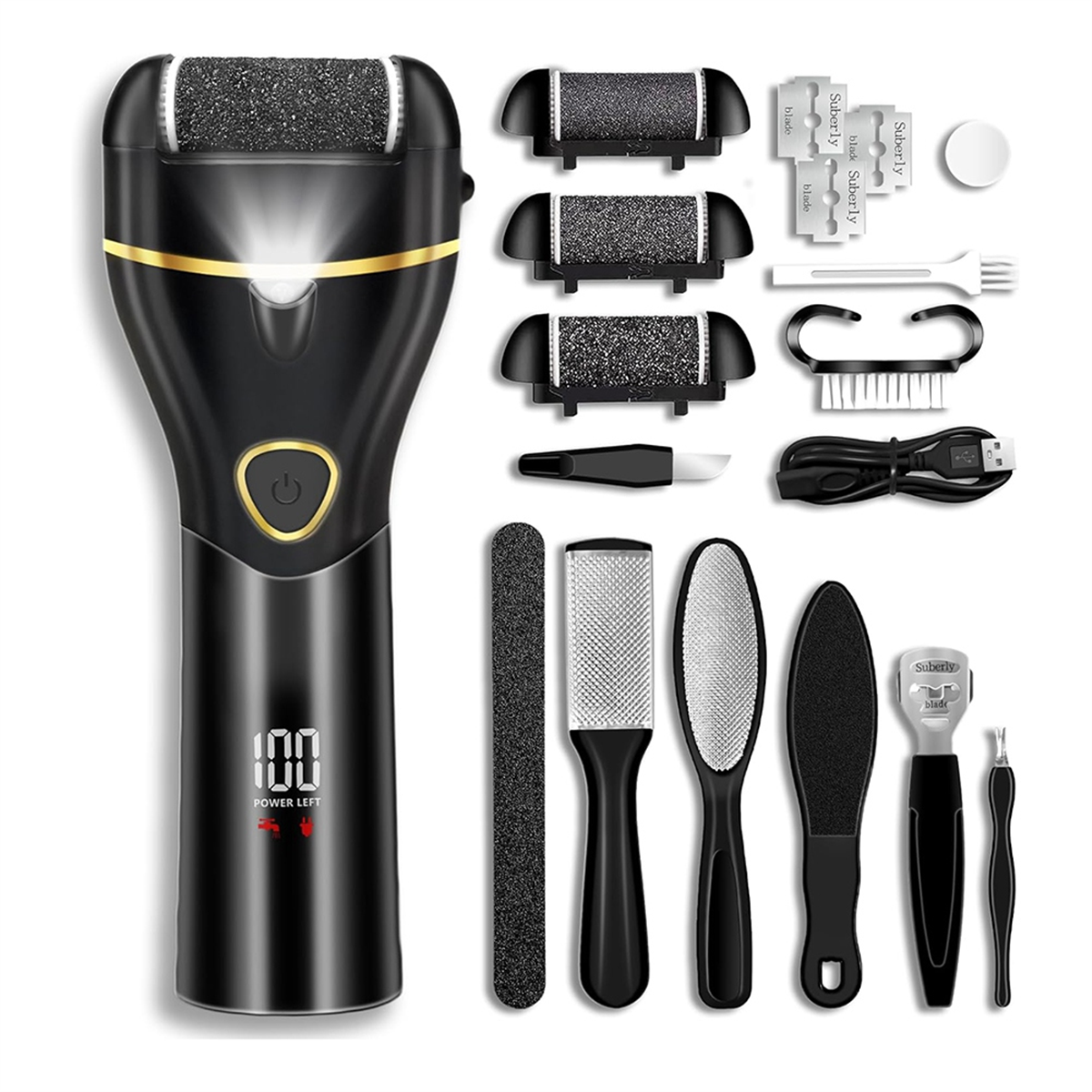 Îndepărtător de calus 17 în 1 pentru picioare, îndepărtator electric de ...