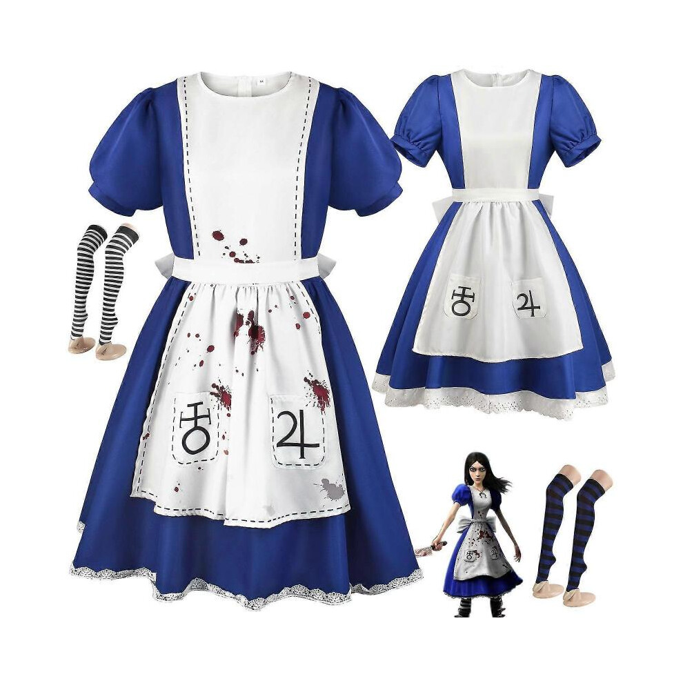 (3XL, Dress set (blood spot pattern)) Alice Madness Returns Cosplay ...