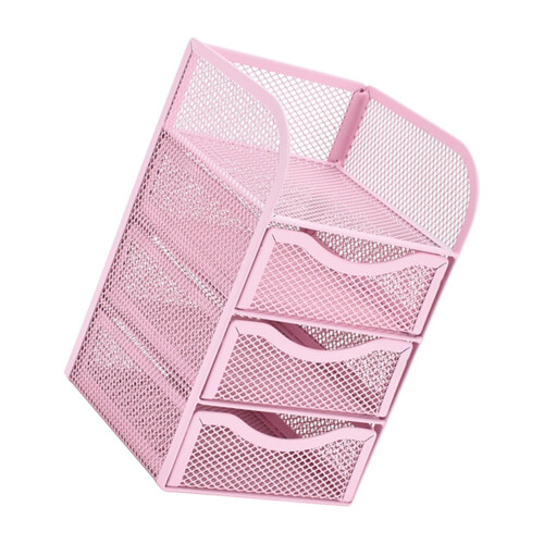 Desktop File Organizer with Sliding Mesh Storage for Office Supplies ...