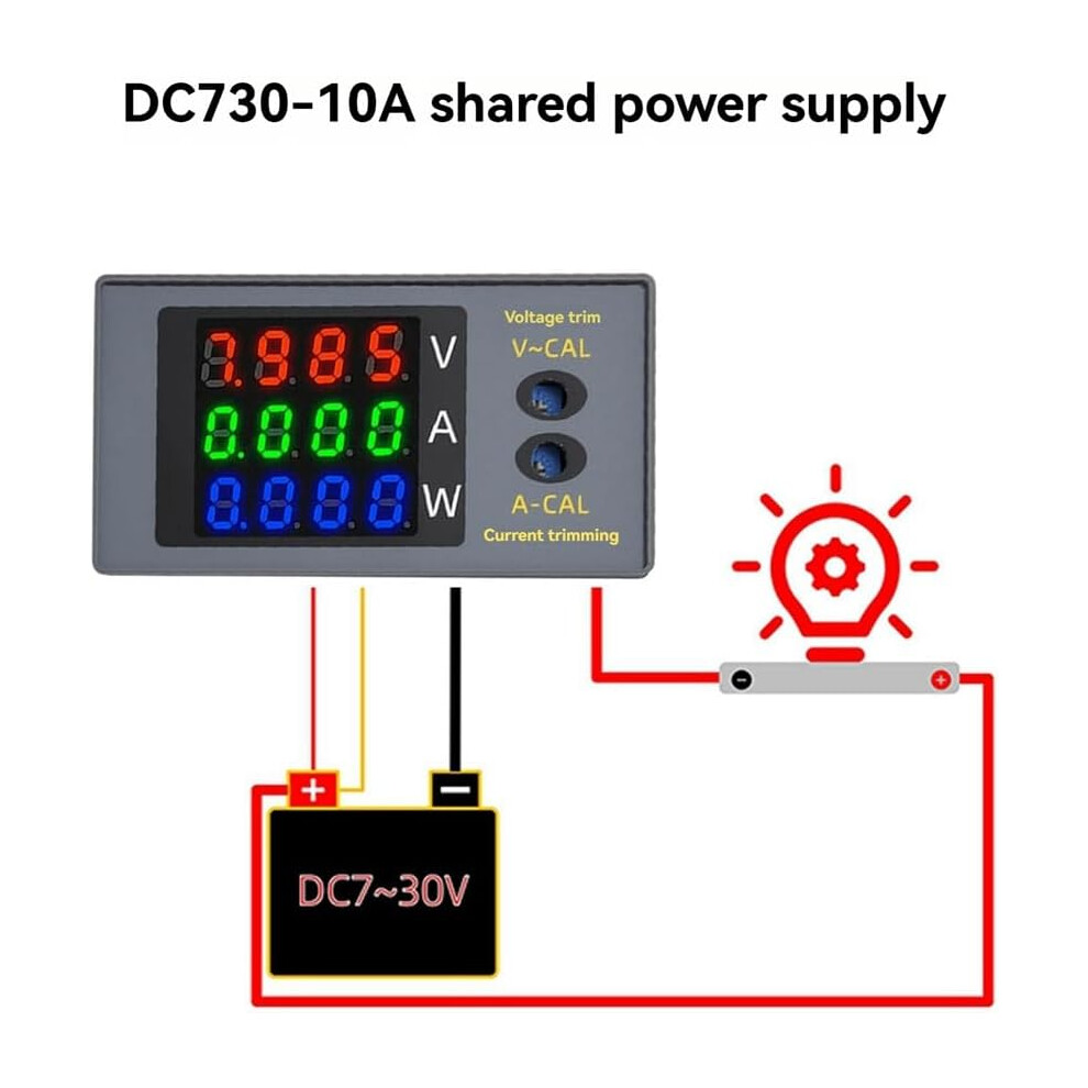 DC730 Digital Voltmeter Ammeter Wattmeter 4-Digit Power Meter for DC 0 ...