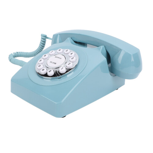 Vintage Blue Corded Landline Phone with Number Storage, Retro Dial on OnBuy