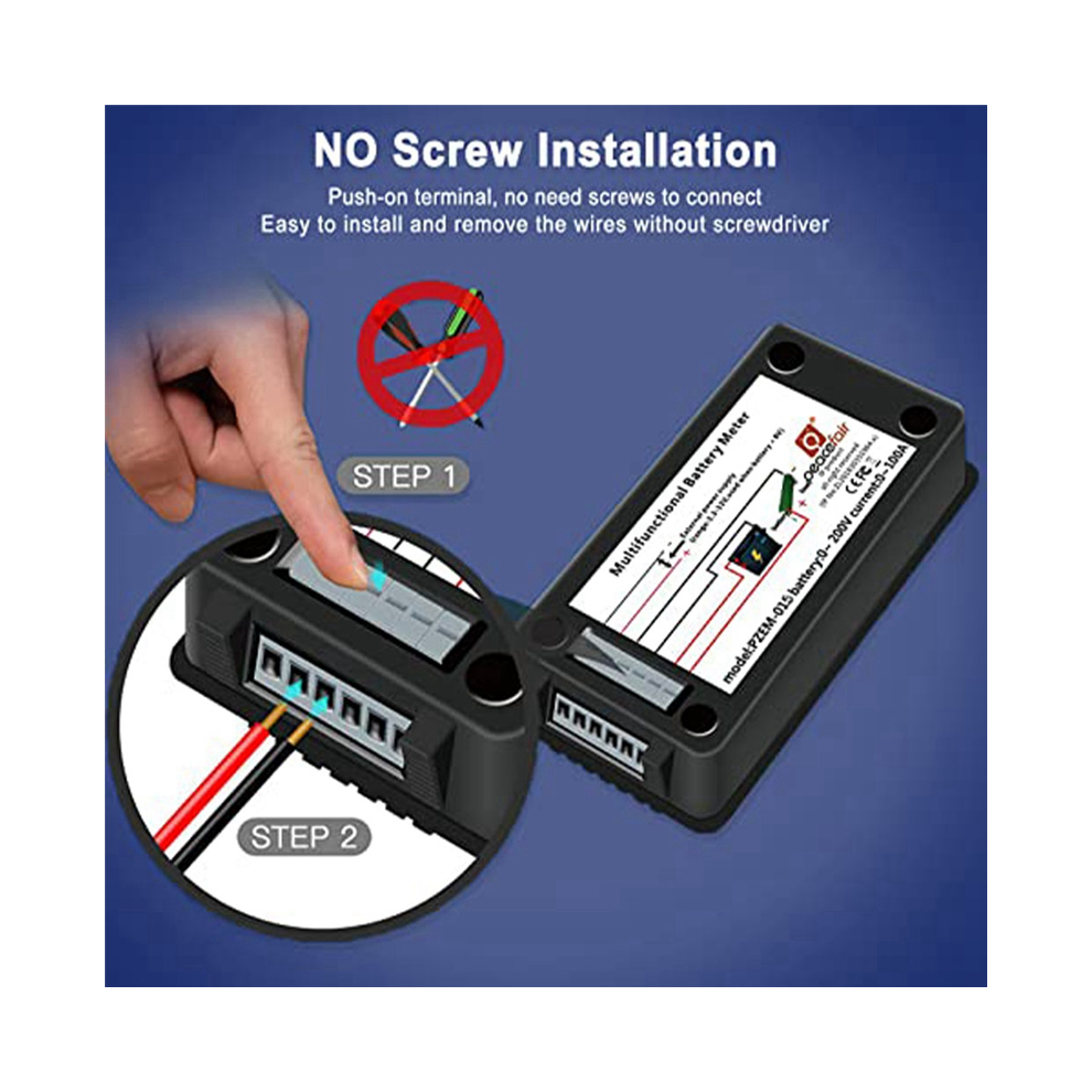 Monitor de bateria Medidor Amperímetro Digital DC 0-200V Shunt 100A ...