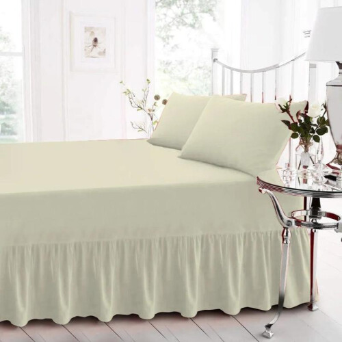 (Cream, King) Extra Deep Fitted Valance Sheet Bed Sheets Single Double ...