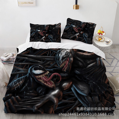 (09, Super King(260cm × 220cm)) Venom 3D Bedding Set 2/3 PCS Quilt ...