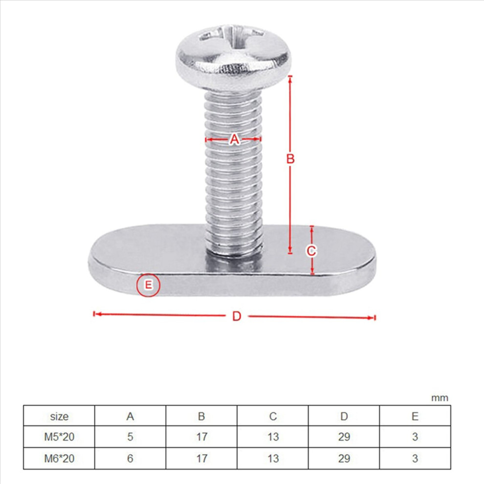 Lot de 16 vis et écrous M6 pour rail/piste de kayak, boulons à rainure ...