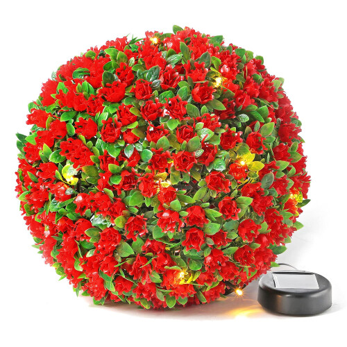 Solalite 28cm Red Topiary Balls with 20 Solar LED Lights, Hanging ...