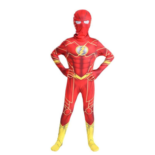 (Flash Costume B, 140cm) Flash Cosplay The Silk Full Body Suit Roleplay ...
