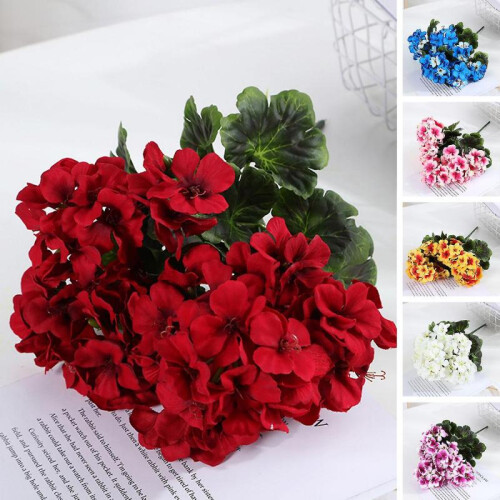 (Blue) Fake Begonia Flower Realistic No Maintenance Easy Care UV ...