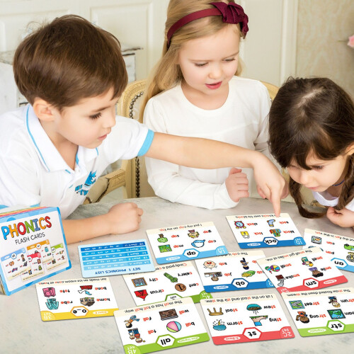 (Multi-color) Phonics Flash Cards Set 65 Phonic Stages Cards Learn To ...