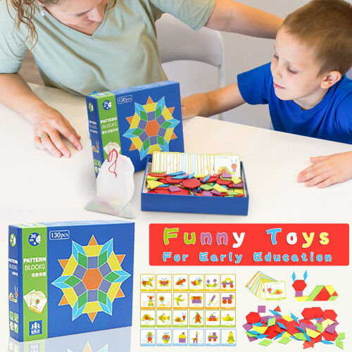 (Multi-color) 130PCS Of Pattern Building Blocks, Geometric Manipulation ...