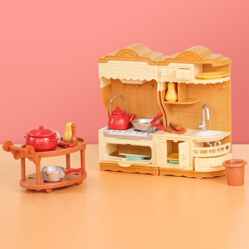 (A) Mini Doll House Kitchen Cabinet Set Baby Family Toy Set Doll House ...