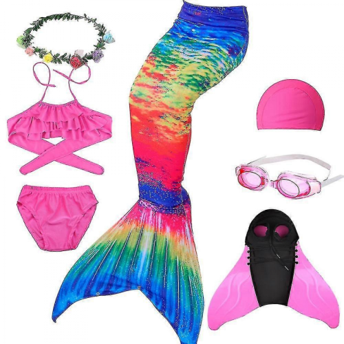 2023 Children's and Girls Swimming Mermaid Tail Role Play Pink Blue ...