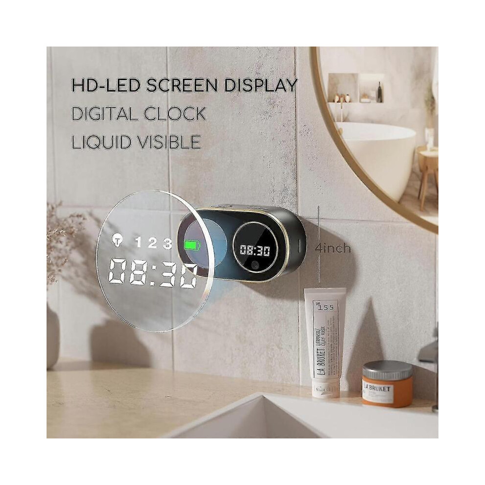 (black) Automatic Foaming Soap Dispenser With Hd Led Digital Clock Foam ...