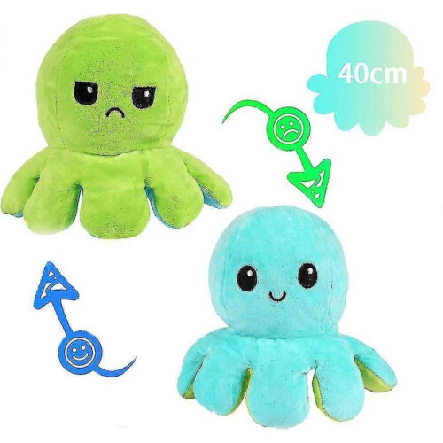 (Green)40cm Giant Reversible Octopus Stuffed Animal Reversible Happy ...