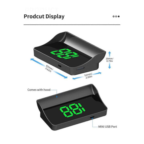 (MPH, Green) Smart Car Digital GPSSpeedometer HUD Head Up Display MPH ...